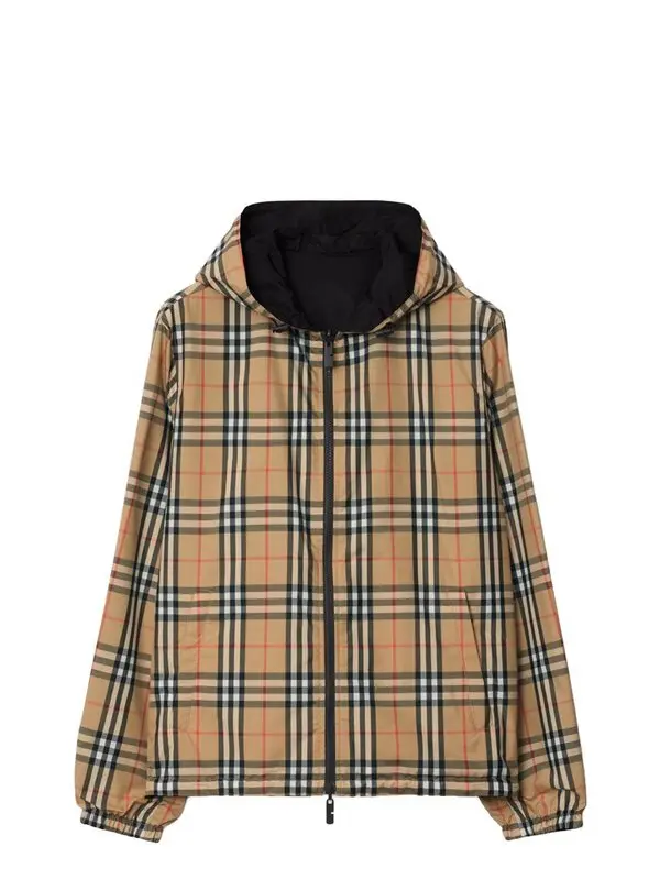 Burberry Reversible Check Hooded Jacket - Sand Beige