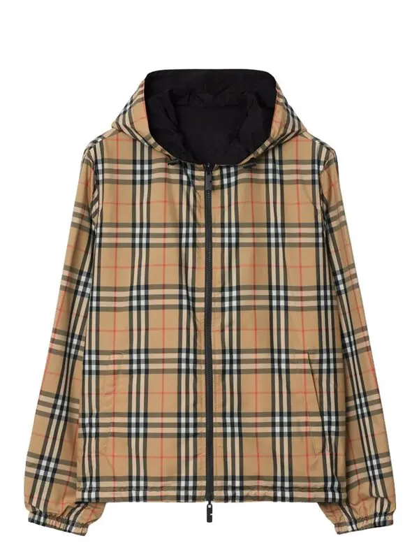 Burberry Reversible Check Hooded Jacket - Sand Beige