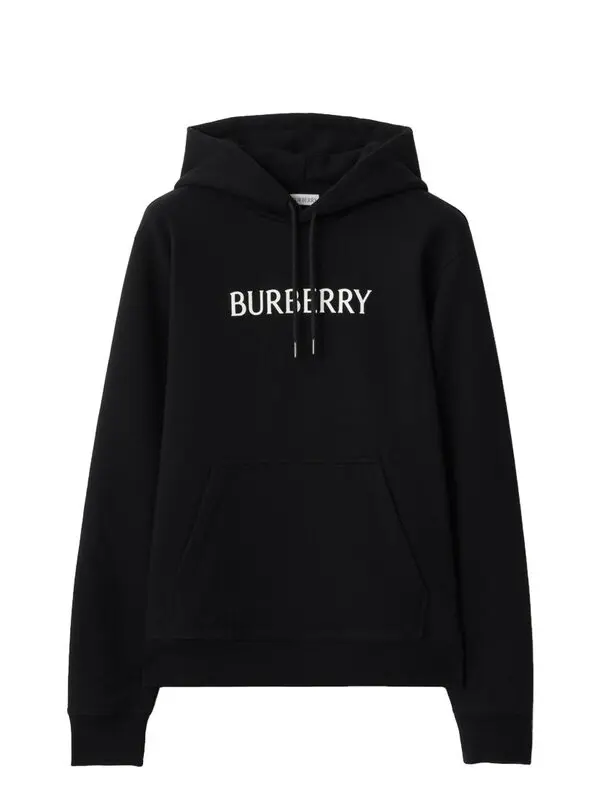 Burberry Logo Cotton Hoodie - Black
