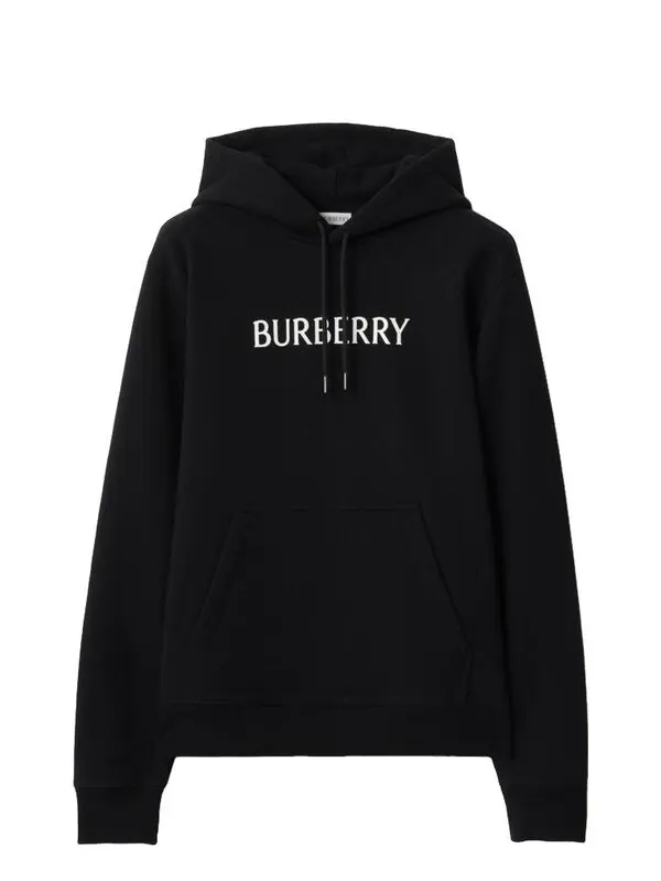Burberry Logo Cotton Hoodie - Black