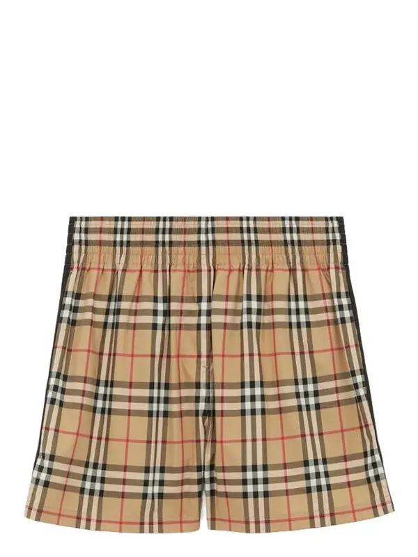 Burberry Check Stretch Cotton Shorts - Archive Beige