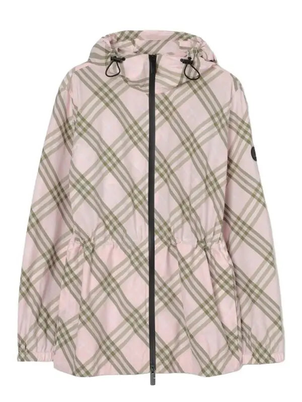 Burberry Check Hooded Jacket With Knight Stamp - Mallow Pink