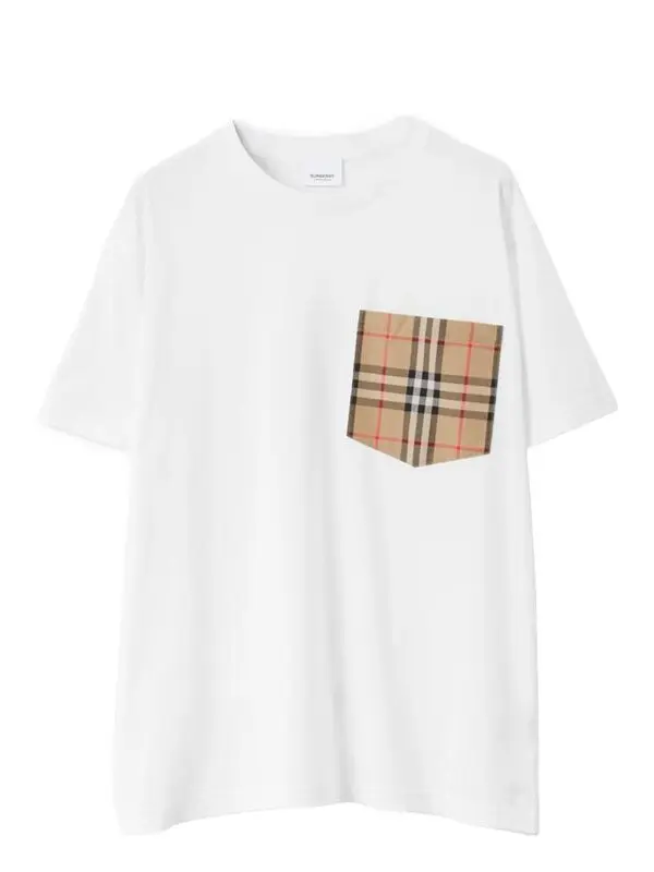Burberry Check Pocket Cotton T-shirt - White