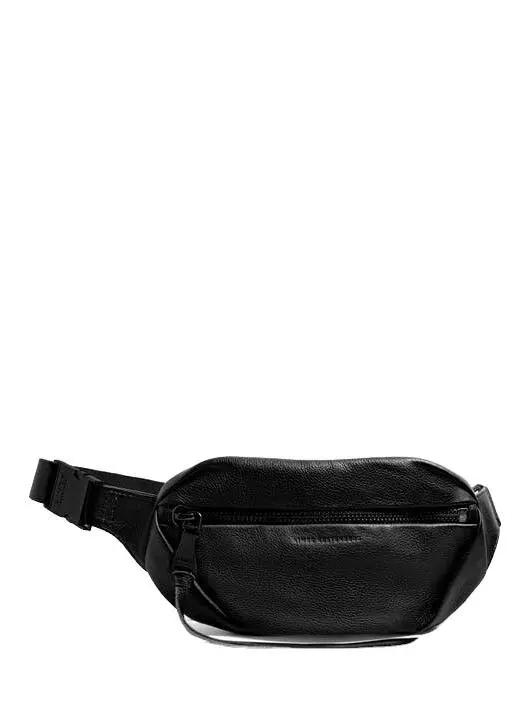 AIMEE Milan Leather Belt Bag - Black W/black