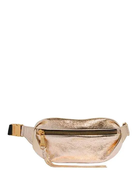 AIMEE Milan Leather Belt Bag - Crinkled Gold