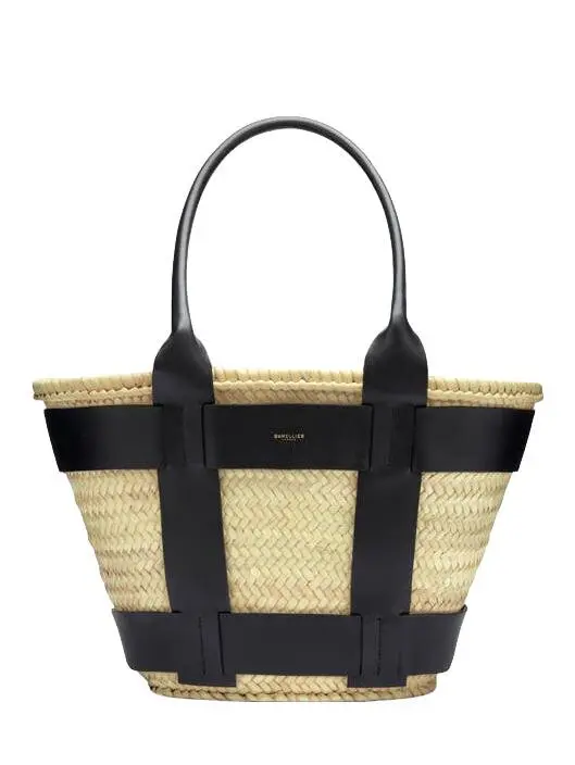 DEMELLIER Santorini Woven Tote - Natural/black