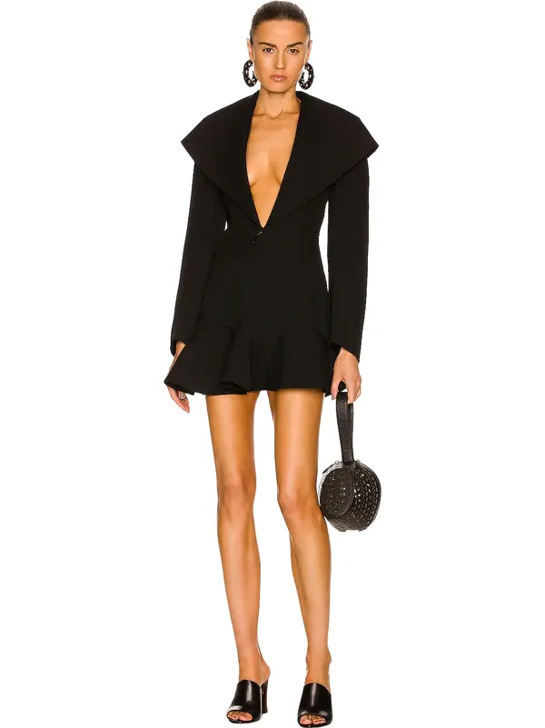 Alaïa Hooded Short Tailored Dress - Noir