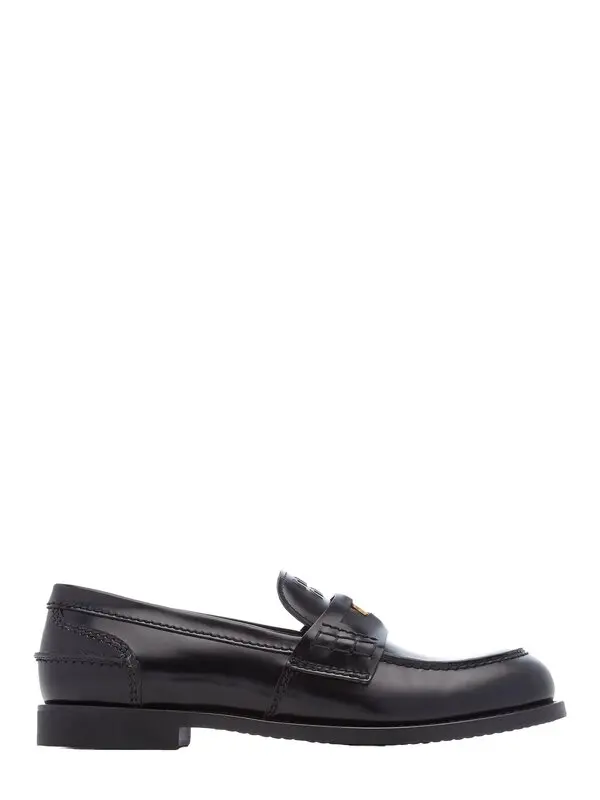 Miu Miu Spazzolato Leather Loafers - Black