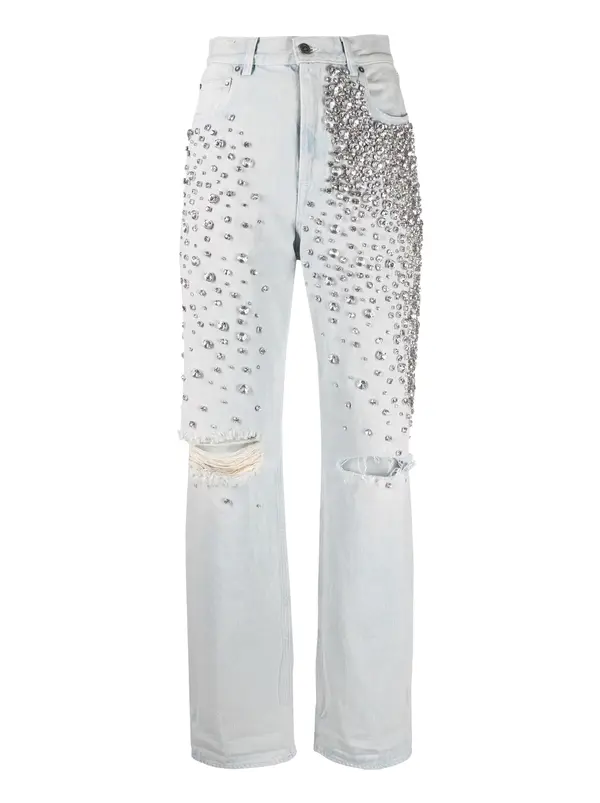 GOLDEN GOOSE Kim Cabochon-crystal Bleached Jeans - Blue