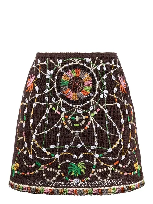 Emilio Pucci Cyprea Embroidered Mini Skirt - Brown