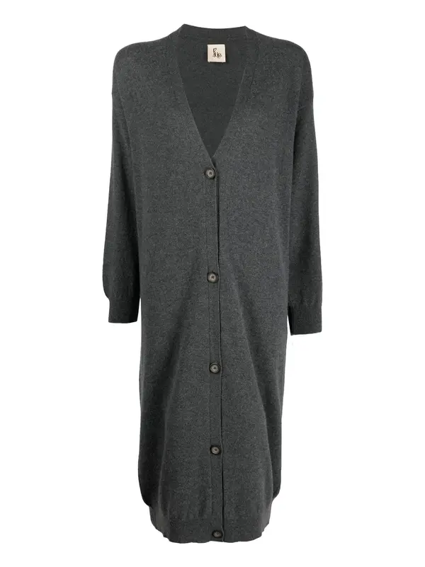 PAULA Cashmere V-neck Cardigan Coat - Grey