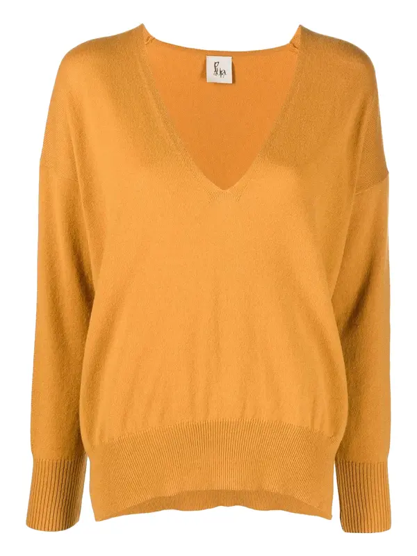 PAULA V-neck Cashmere Jumper - Yellow