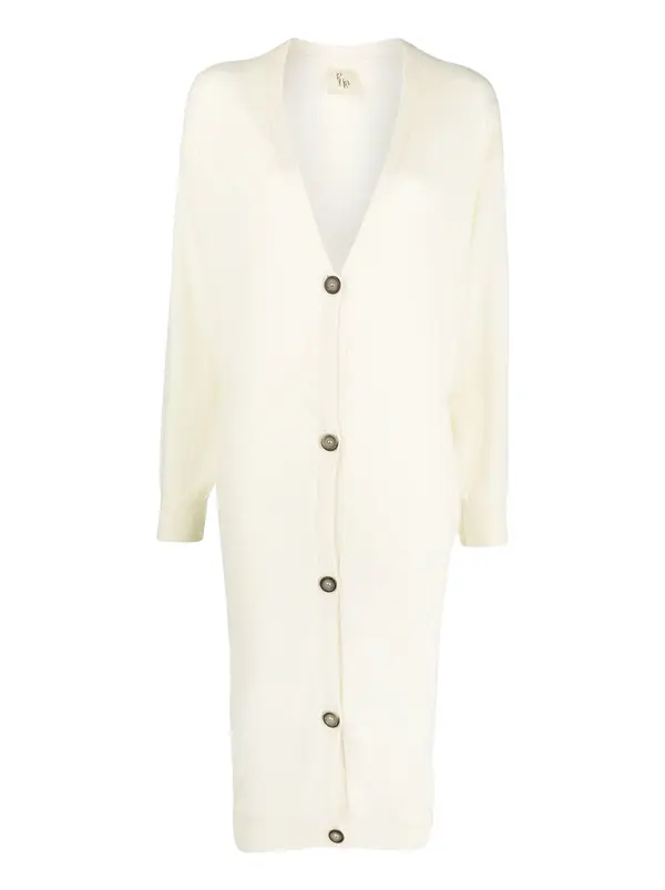PAULA V-neck Cashmere Cardigan-coat - White