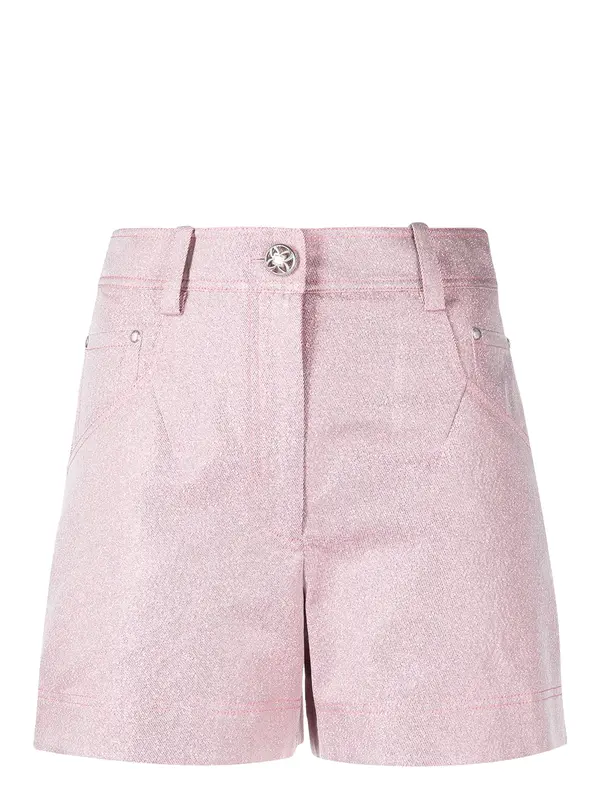 Shiatzy Chen Glittered Denim Shorts - Pink