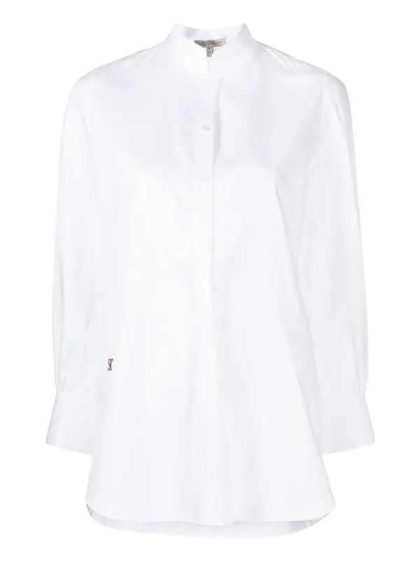Shiatzy Chen Cotton Mandarin Collar Shirt - White