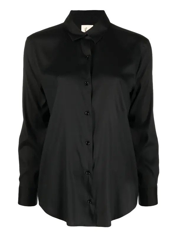 PAULA Long-sleeve Silk Shirt - Black