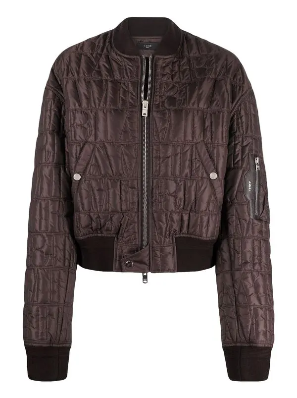 Amiri Quilted Cropped Bomber Jacket - Brown
