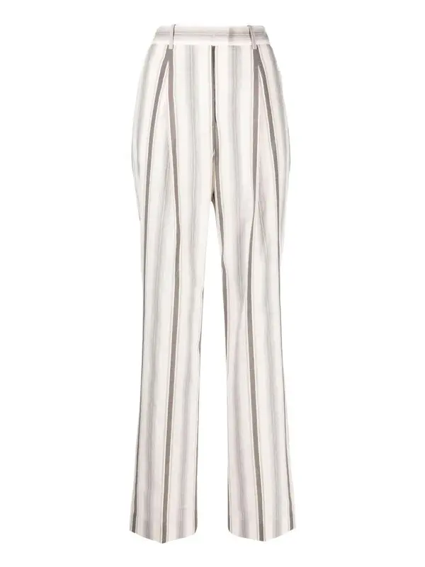 Fabiana Filippi Stripe-print Straight-leg Trousers - Neutrals