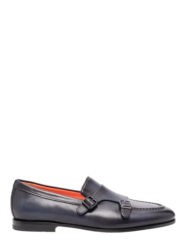 Santoni Side Buckle-fastening Monk Shoes - Blue