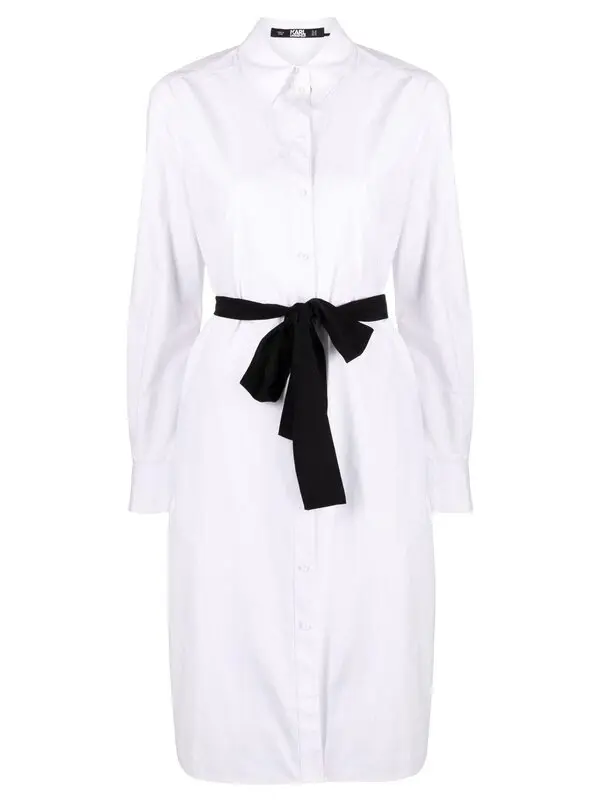 Karl Lagerfeld X Amber Valletta Bow Belted Shirtdress - White