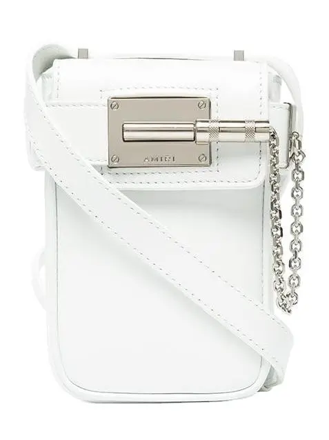 Amiri Small Leather Crossbody Bag - White