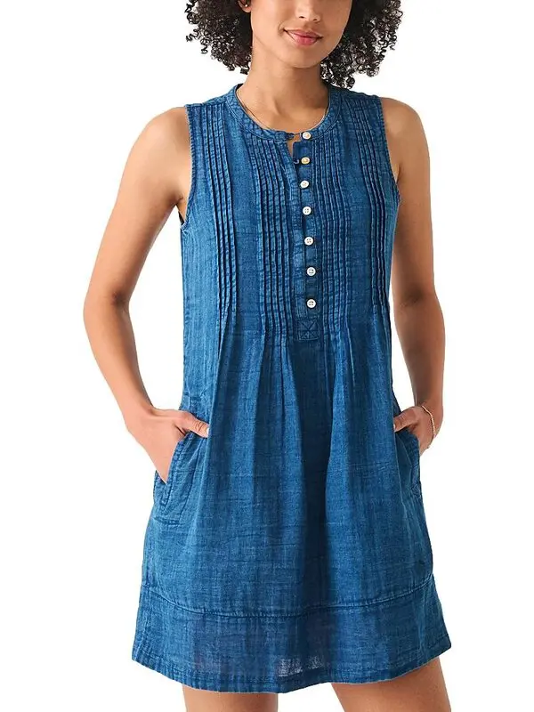 Faherty Brand Isha Linen Mini Dress - Indigo
