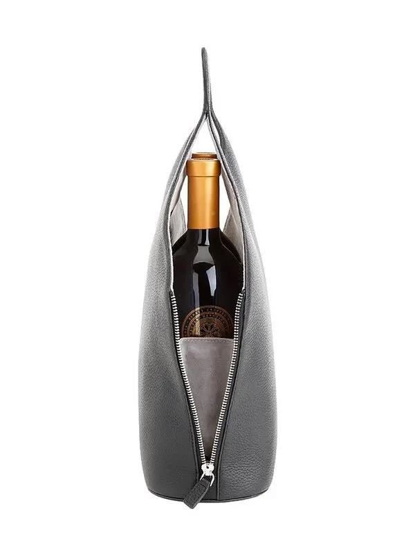 ROYCE NEW YORK Leather Wine Tote - Black