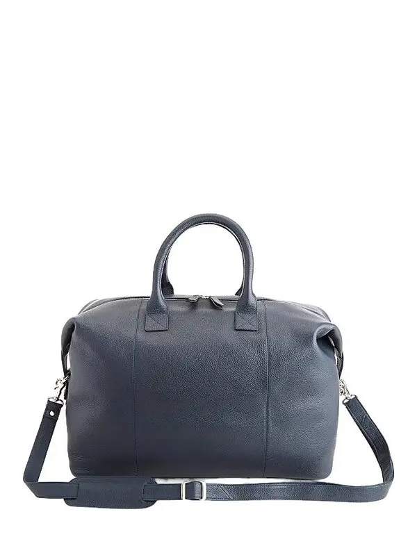 ROYCE NEW YORK Pebble Grain Leather Duffle Bag - Navy Blue