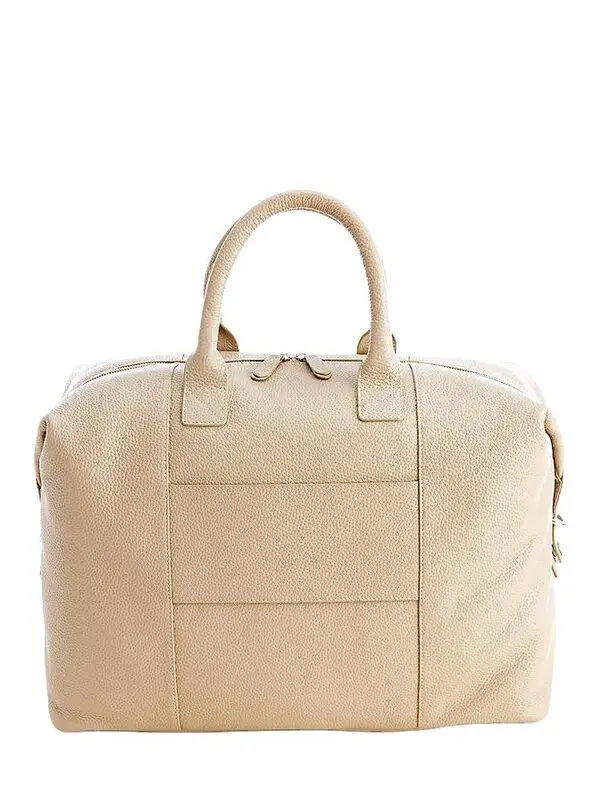 ROYCE NEW YORK Pebble Grain Leather Duffle Bag - Taupe