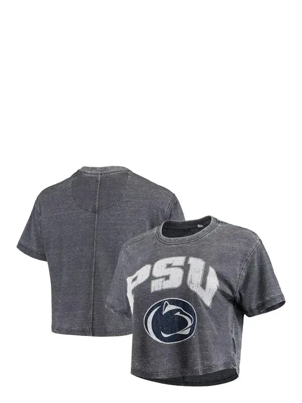 PRESSBOX Penn State Nittany Lions Edith Vintage Burnout Crop T-shirt - Navy