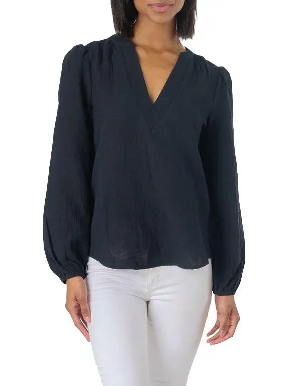 GIBSONLOOK Cotton Gauze Blouse - Black