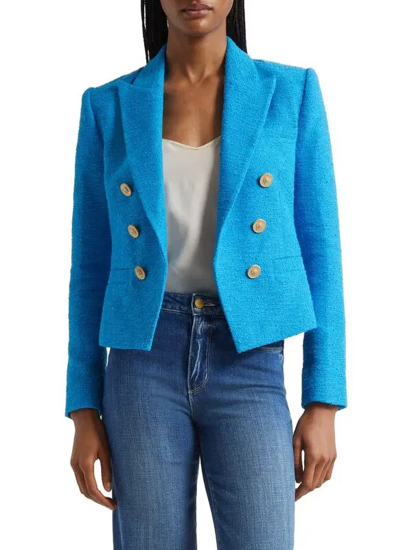 L'Agence Brooke Double Breasted Blazer - Dresden Blue/gold Chain