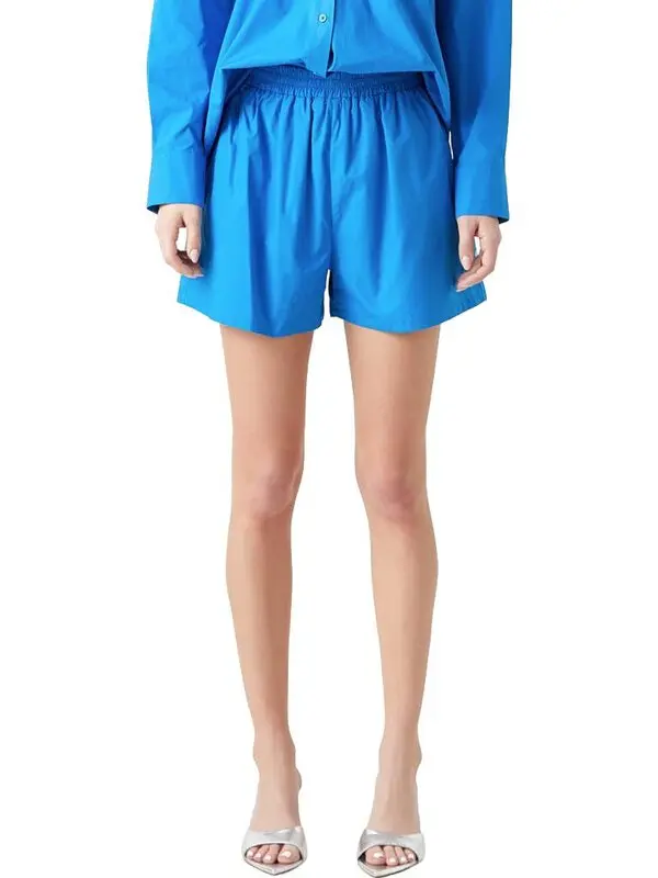 GREY LAB Cotton Boyfriend Shorts - Blue