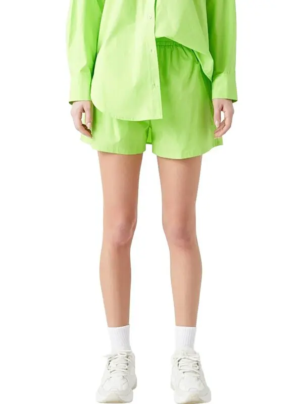GREY LAB Cotton Boyfriend Shorts - Lime