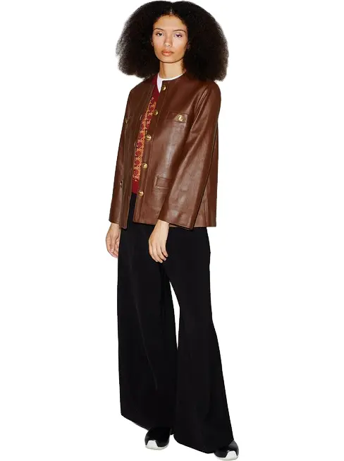 Rosetta Getty Button Pocket Crewneck Jacket - Burgundy