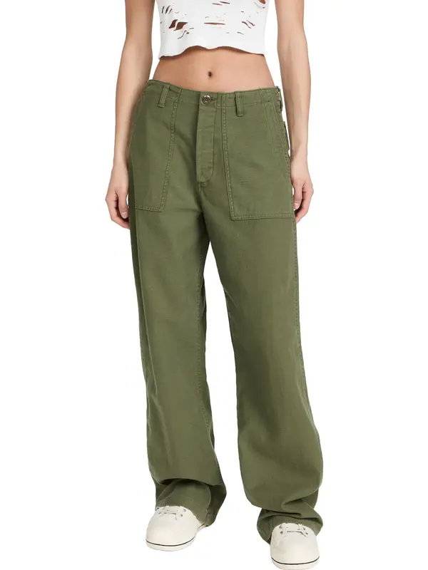 R13 Wide Leg Utility Pants - Olive