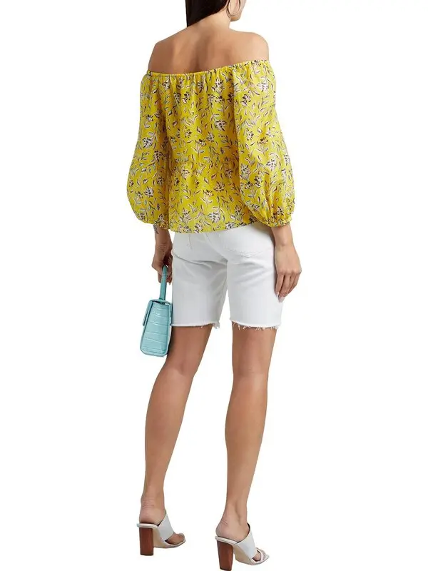 Alice + Olivia Off-the-shoulder Floral-print Top - Yellow