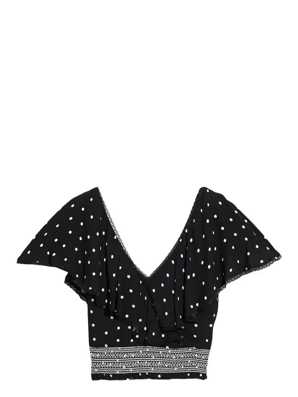 Alice + Olivia Polka Dot Crepe Top - Black