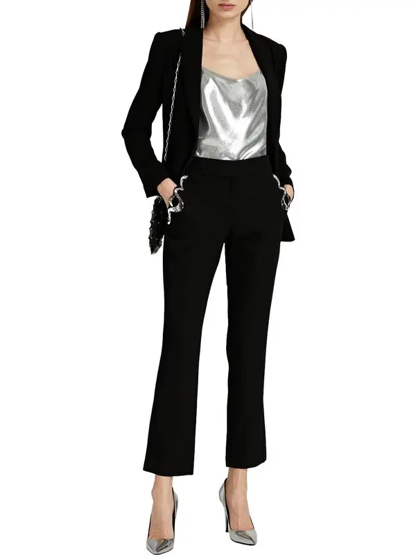 Rabanne Embellished Wool Crepe Straight-leg Pants - Black