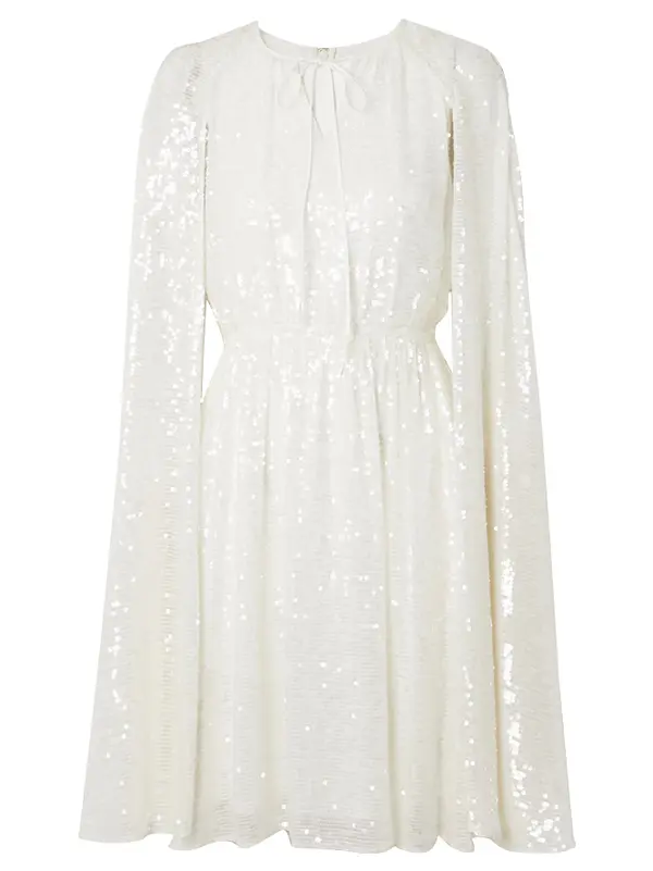 Erdem Austin Cape-effect Sequined Chiffon Midi Dress - Ivory