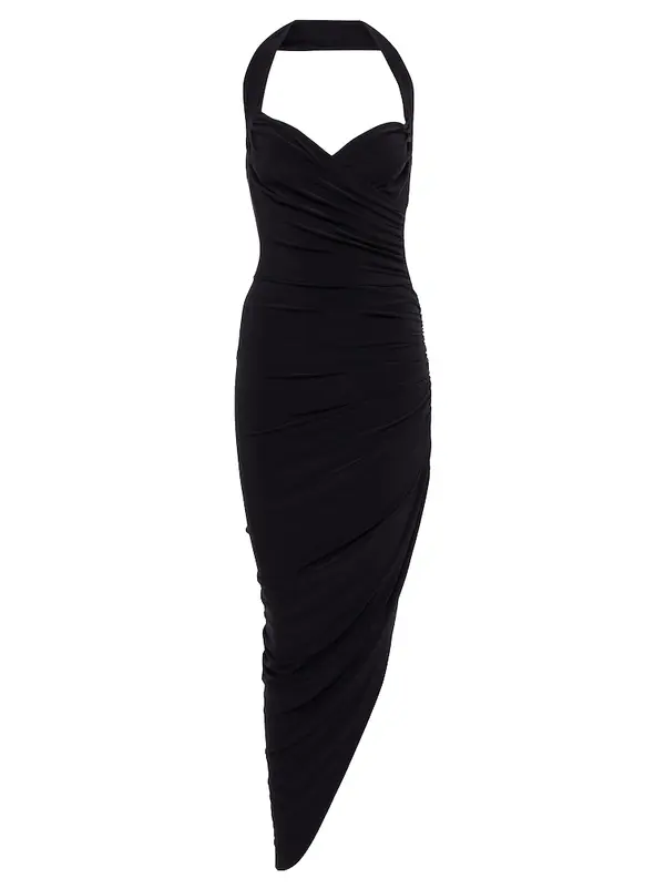 Norma Kamali Cayla Halterneck Midi Dress - Black