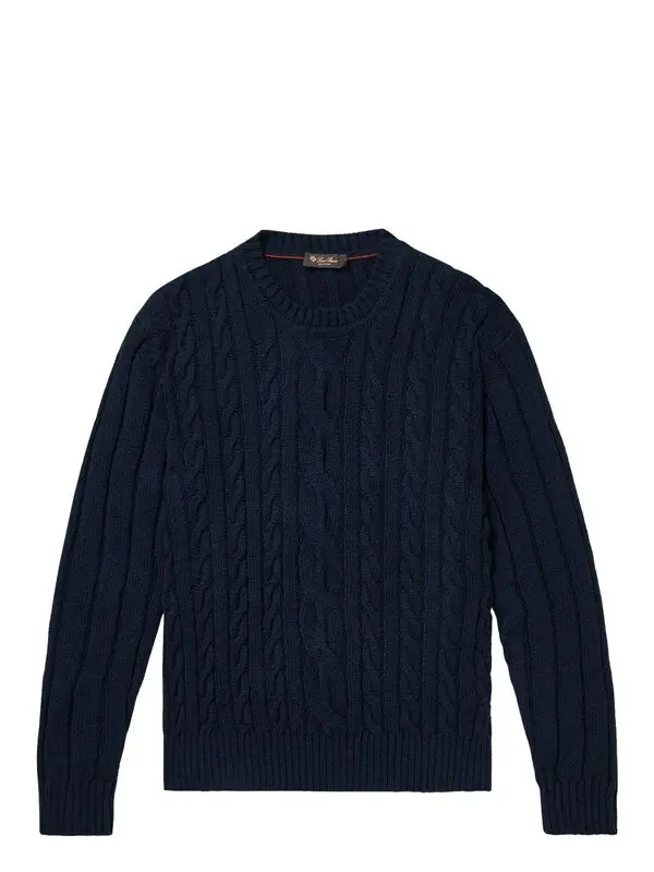 Loro Piana Slim-fit Cable-knit Cotton Sweater - Blue