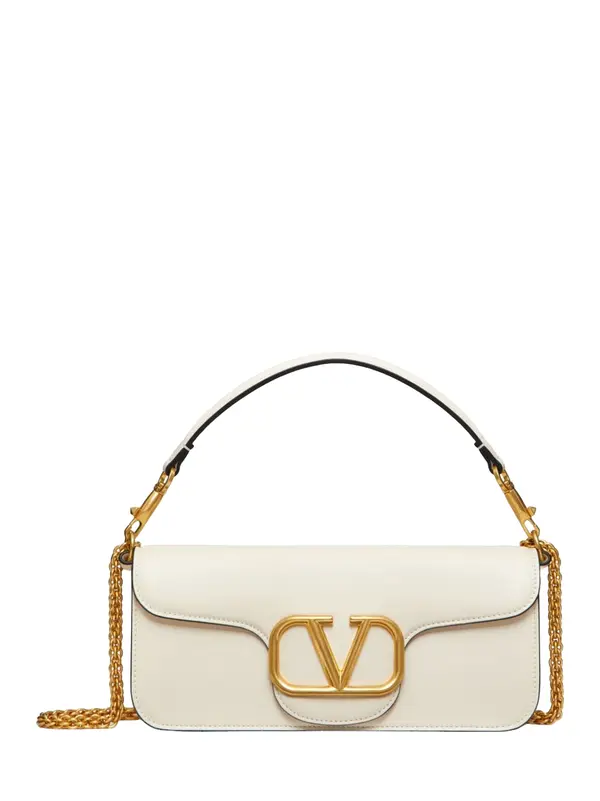 Valentino Garavani Locò Leather Shoulder Bag - Neutrals