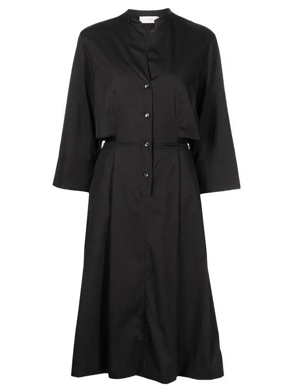 Agnona Three-quarter Midi Shirt Dress - Black