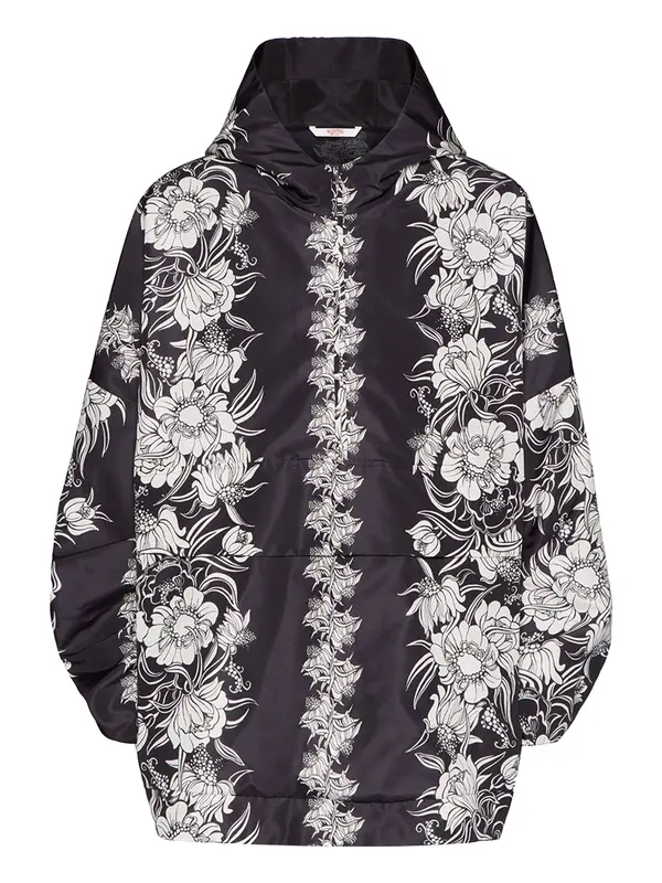 Valentino Garavani Graphic-print Hooded Jacket - Black