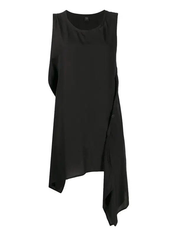Y’s Sleeveless Draped-hem Top - Black
