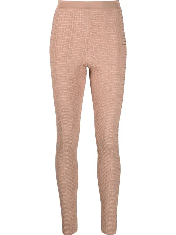 Balmain Debossed Monogram Leggings - Neutrals