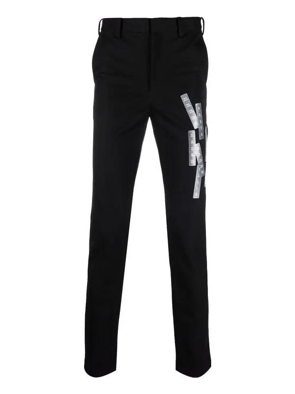 DOUBLET Label-print Straight-leg Trousers - Black