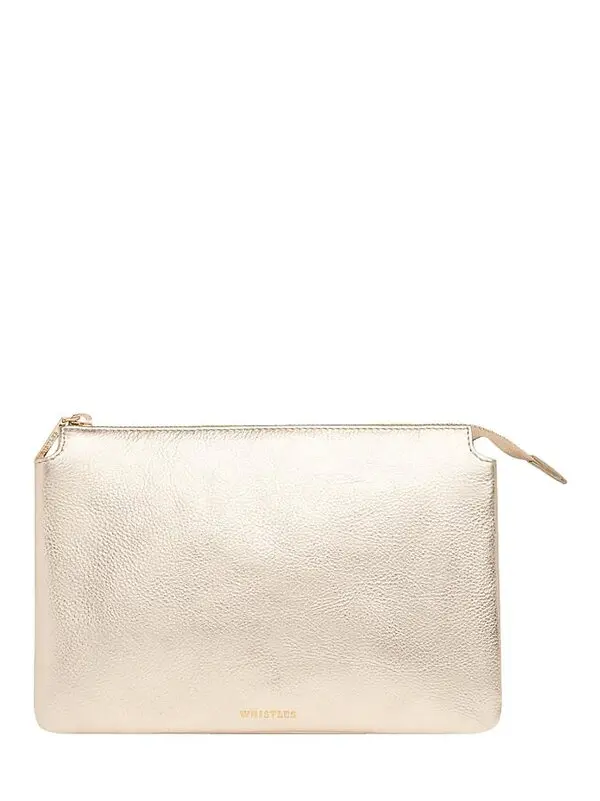 Whistles Elita Leather Clutch Handbag - Gold/multi