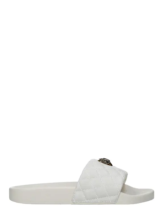 Kurt Geiger Meena Eagle Embellished Quilted Rubber Sliders - Bone
